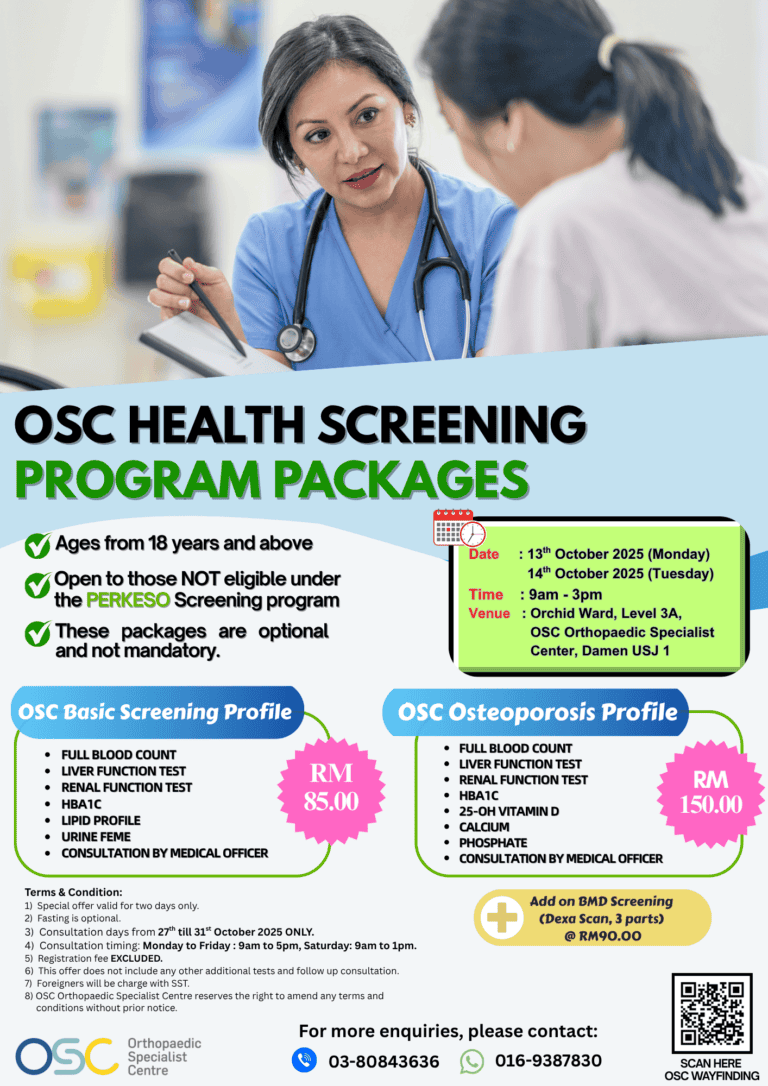 OSC Health Screening Program Packages - Orthopaedic Specialist Centre